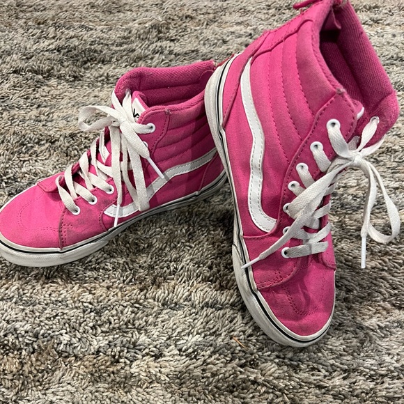 Vans | Shoes | Girls Pink Hightop Vans Sneakers | Poshmark